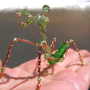 Praying Mantis Beaded Wire Preying Mantis Suncatcher Handmade Insect ...