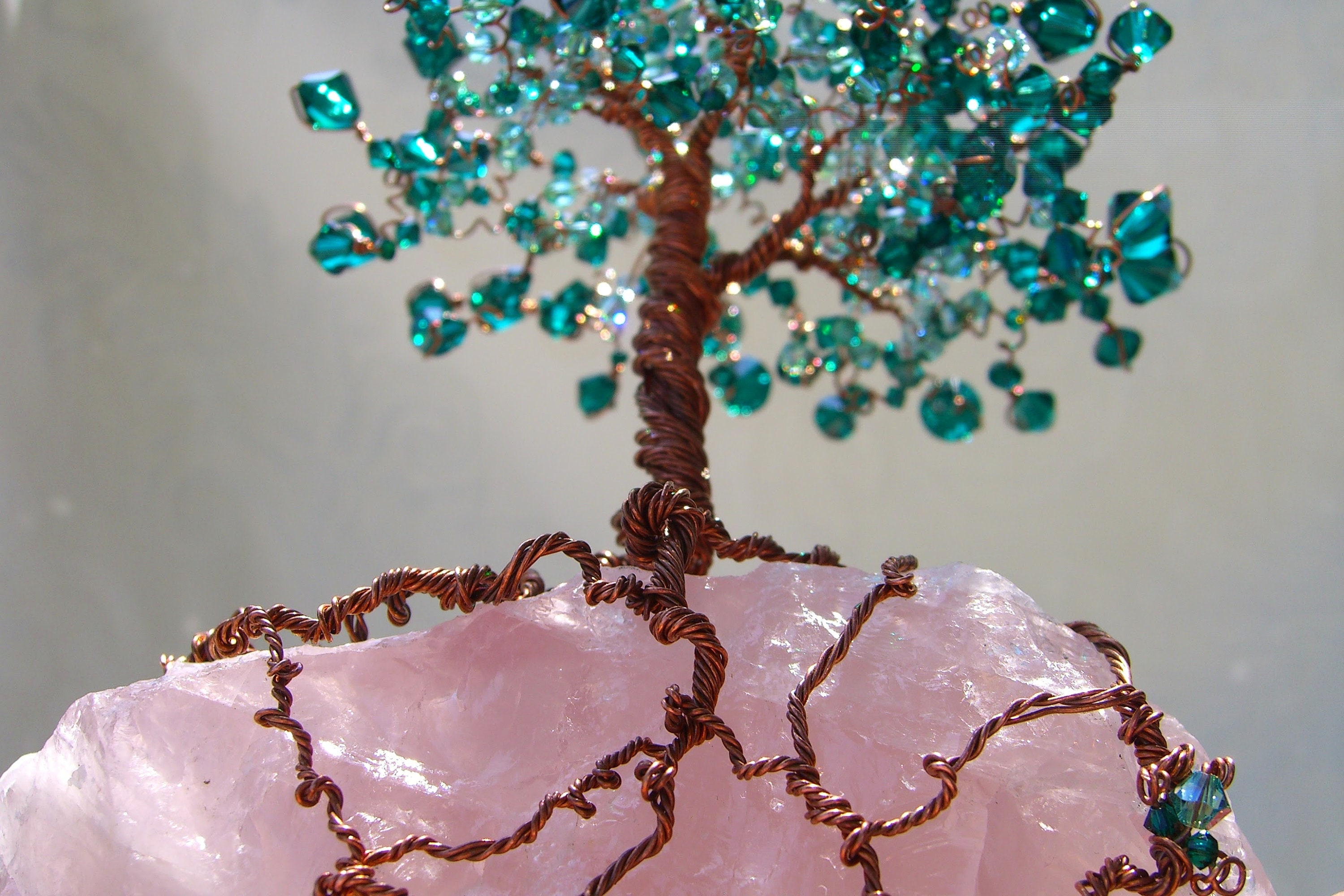 Beaded Wire Tree Sculpture Handmade Swarovski Tree of Life on | Etsy