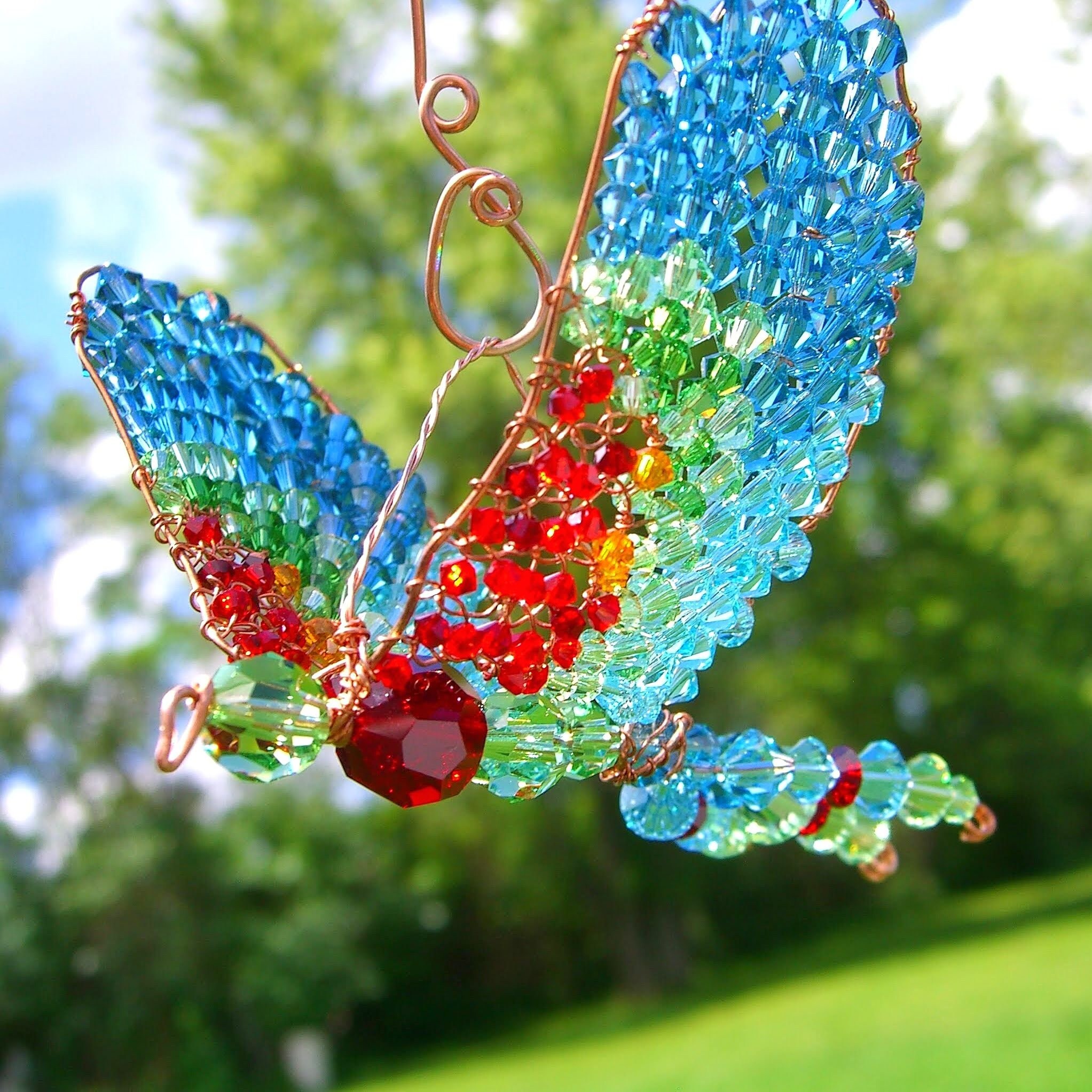 Beaded Parrot Bird Ornament Suncatcher Handmade Parrot Garden ...