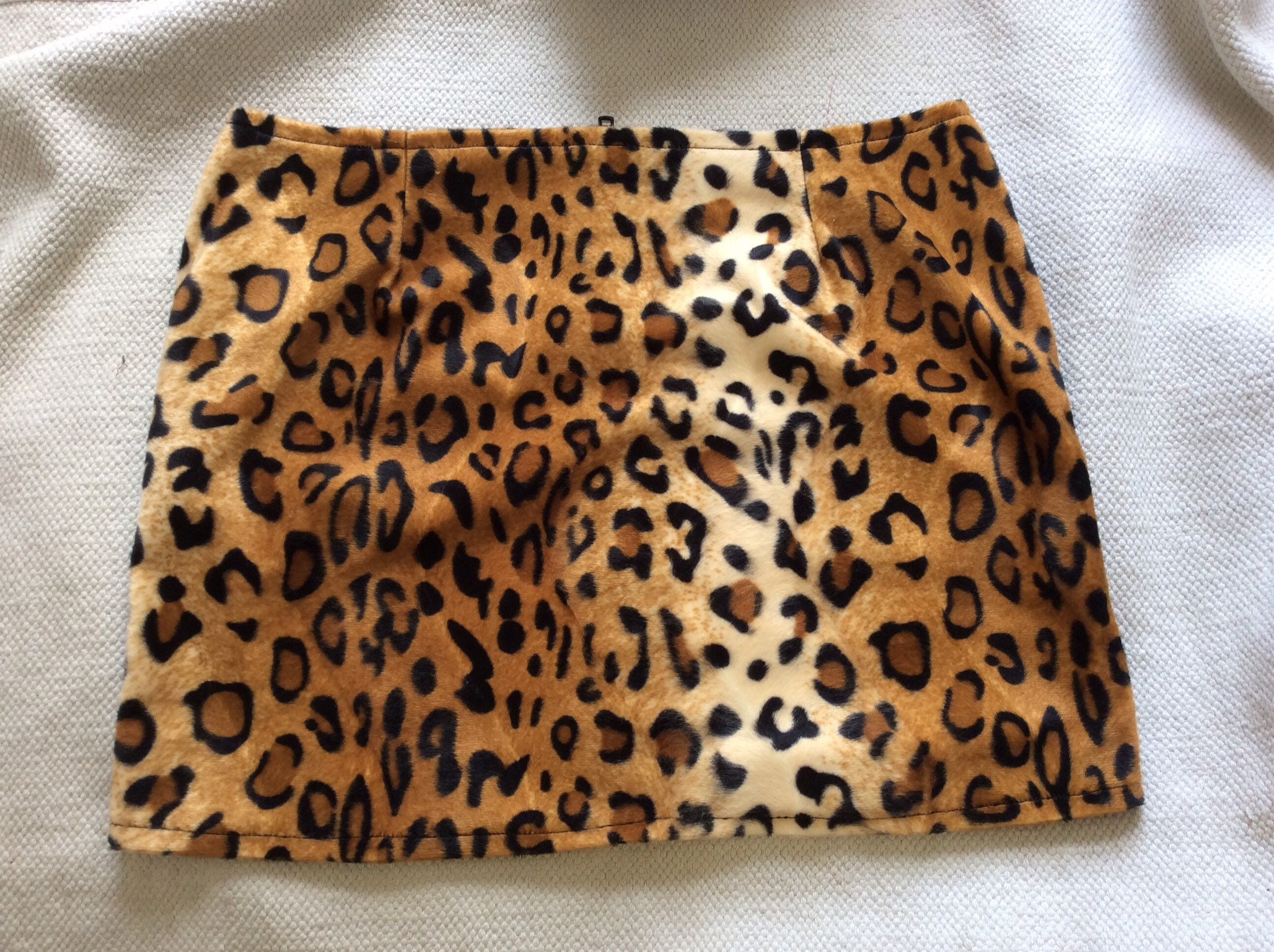Leopard Fur Velboa Zip Mini Skirt Punk Rocker 6 8 10 12 14 16 18 20 22 ...