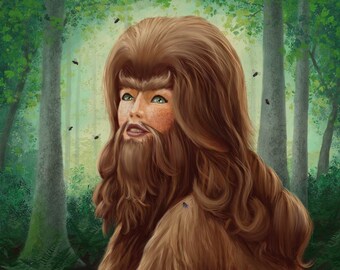 Sasqwitch Bigfoot Sasquatch Art Poster Print 12x12 16x16 - Etsy