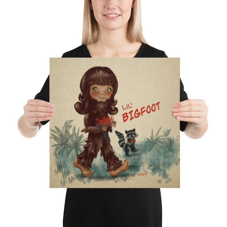Lil' Bigfoot Raccoon Art Poster Print 12x12 16x16 - Etsy