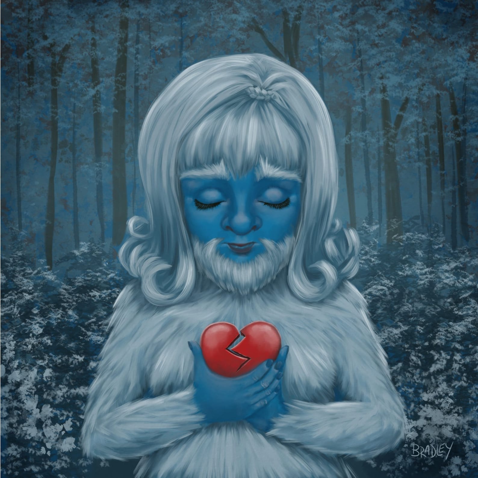 Heartbroken Yeti Girl Art Poster Print 12x12 16x16 - Etsy