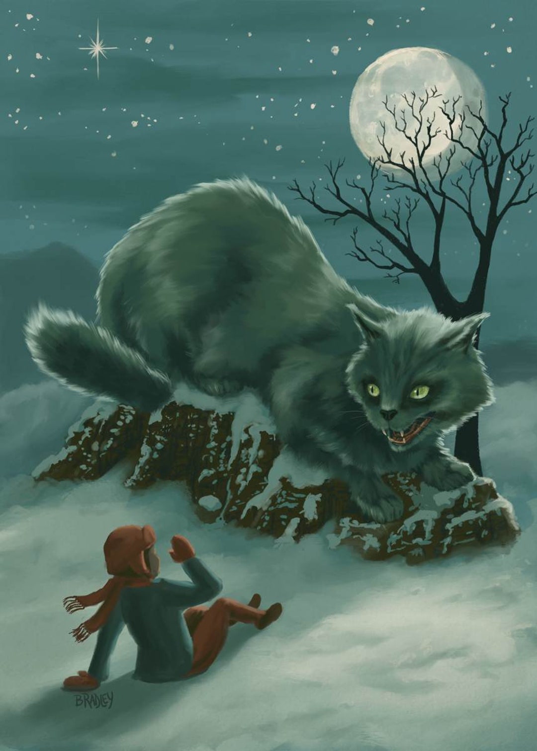 Yule Cat Art Poster Print 12x16 18x24 - Etsy