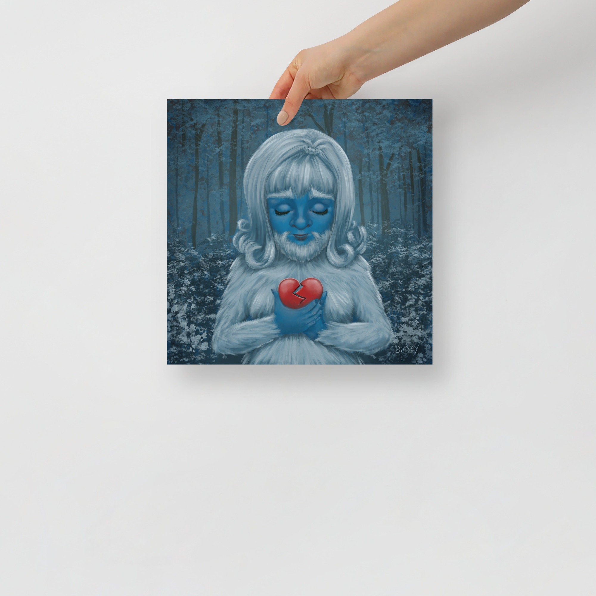 Heartbroken Yeti Girl Art Poster Print 12x12 16x16 - Etsy