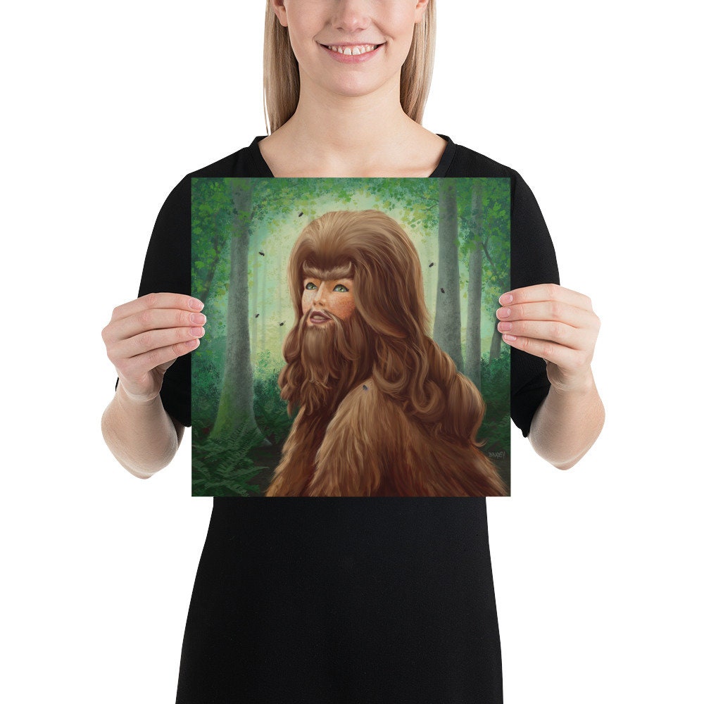 Lady Bigfoot Sasquatch Art Poster Print 12x12 16x16 - Etsy