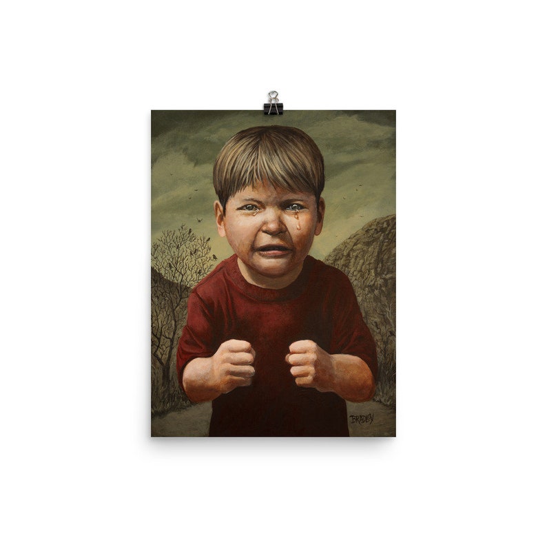 Crying Boy, Texas- Portrait 12x16 in Southern Gothic Art Poster Print ...