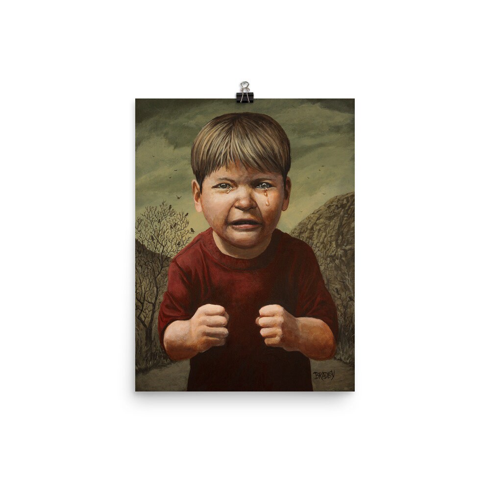 Crying Boy, Texas- Portrait 12x16 in Southern Gothic Art Poster Print ...
