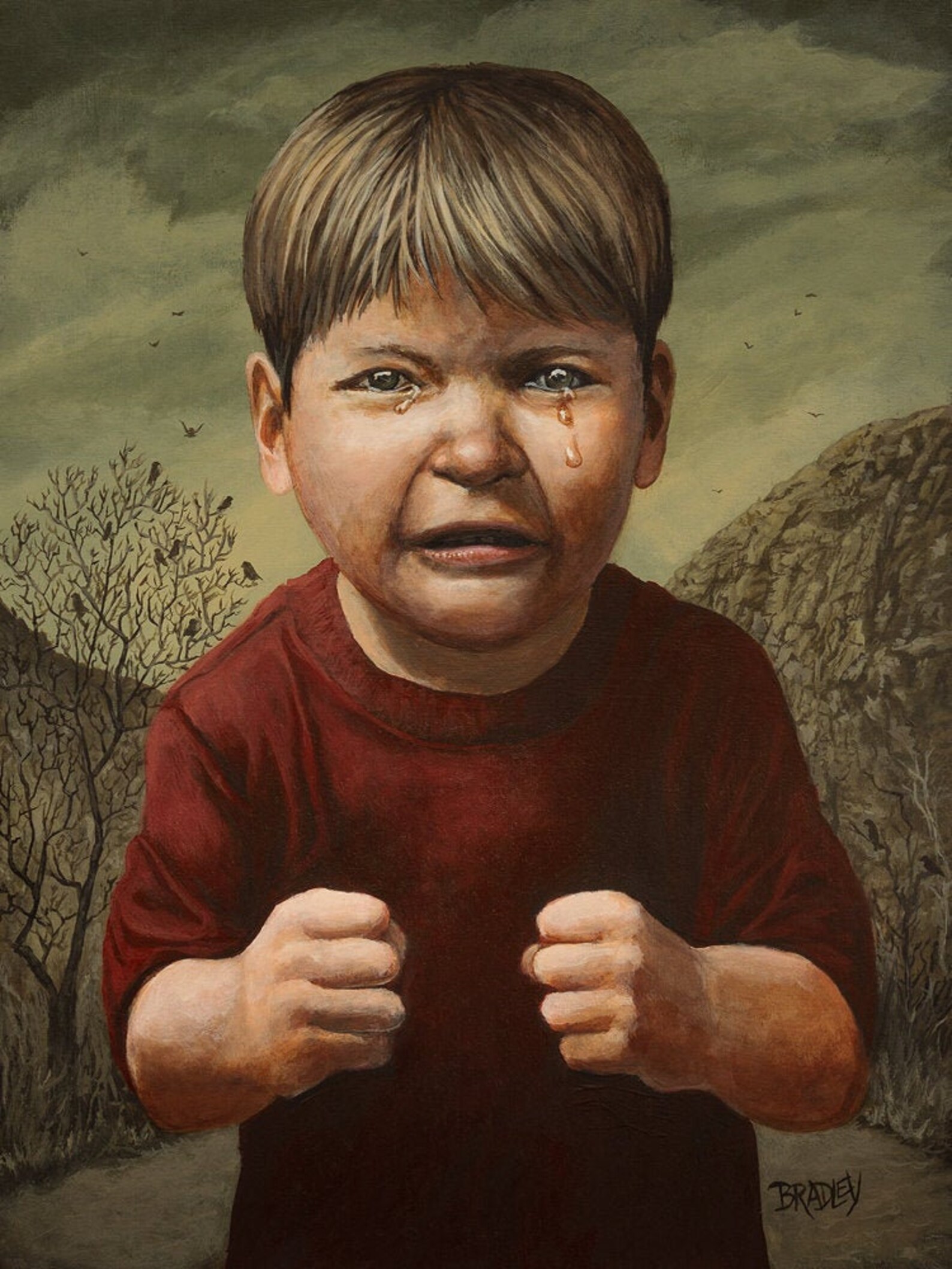 Crying Boy, Texas- Portrait 12x16 in Southern Gothic Art Poster Print ...