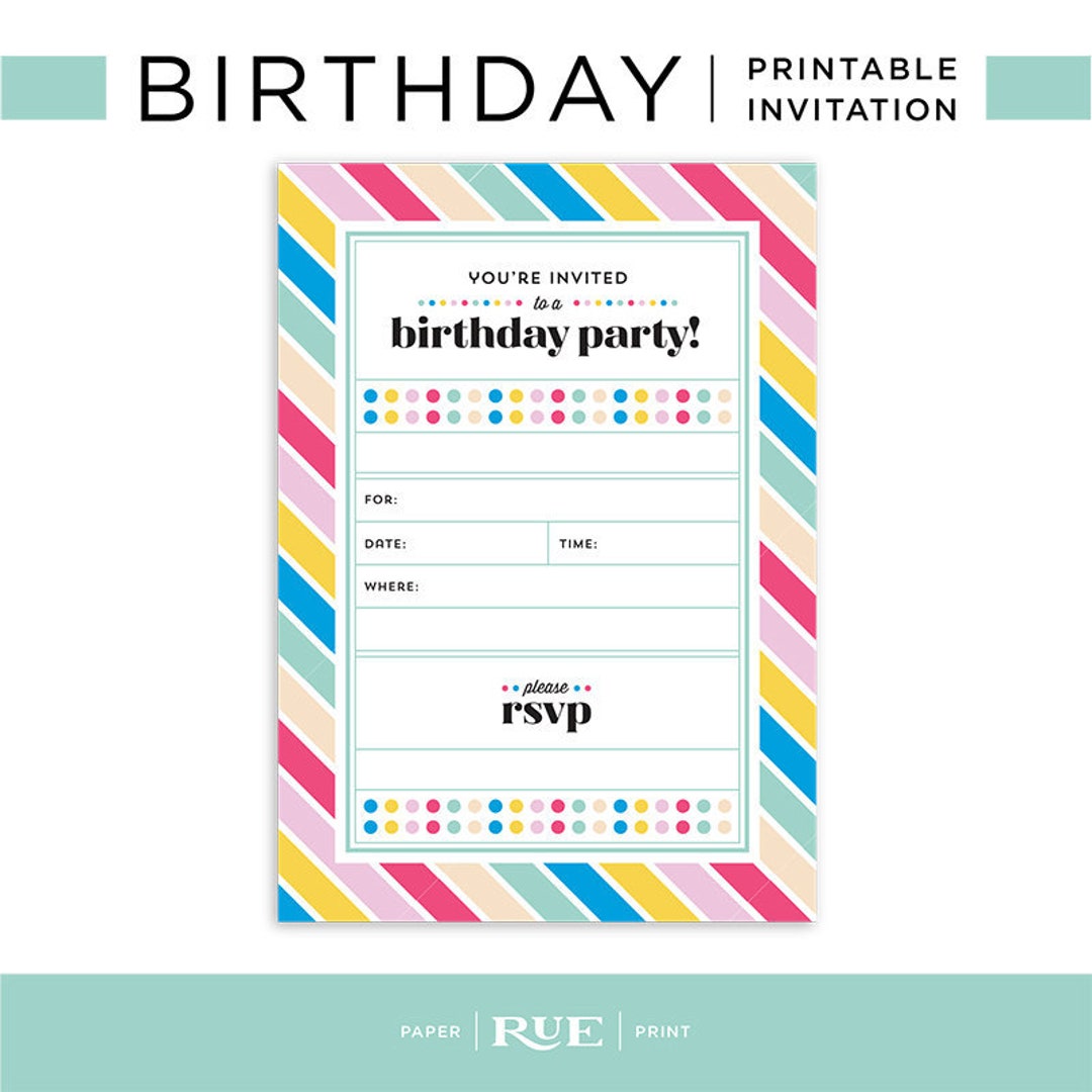 Printable Birthday Rainbow Invitation Digital Birthday - Etsy