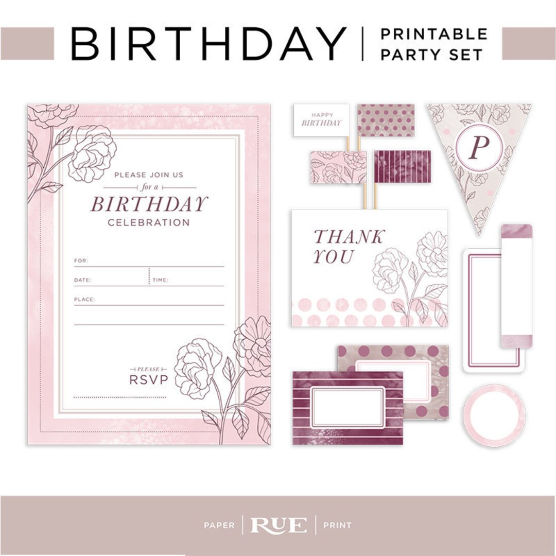 Floral Birthday Party Kit Digital Birthday Party Instant - Etsy