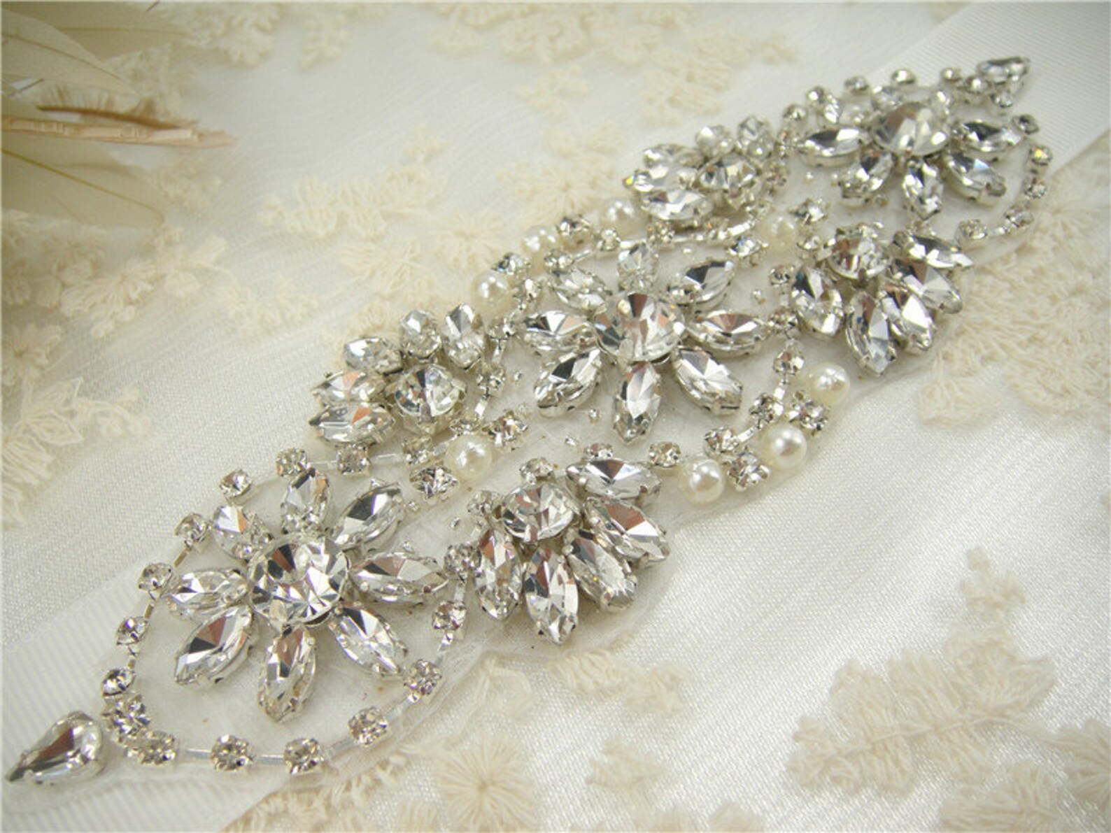 Rhinestone Applique Diamante Appliques Sweet Heart Bridal Sash - Etsy