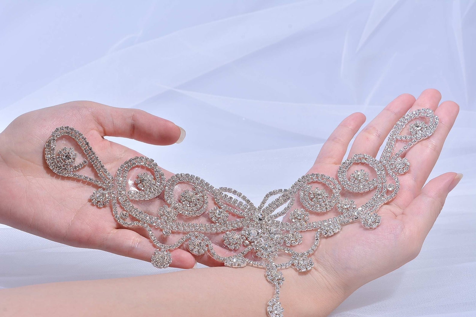 Bridal Rhinestone Applique Diamante Appliques Sweet Heart Sash | Etsy