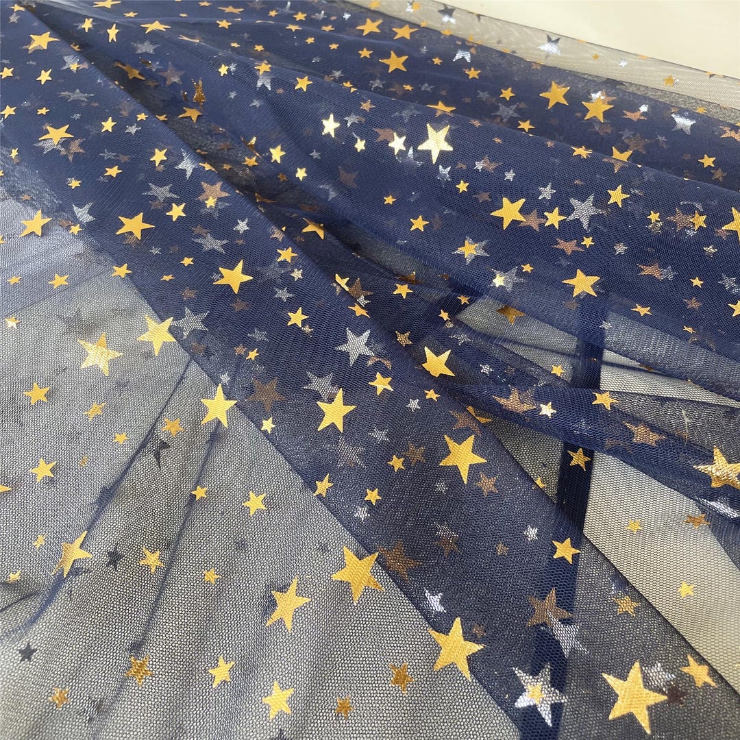 Soft Lace Fabric Star Print Lace Tulle Mesh for Wedding Girl Dress Gown ...