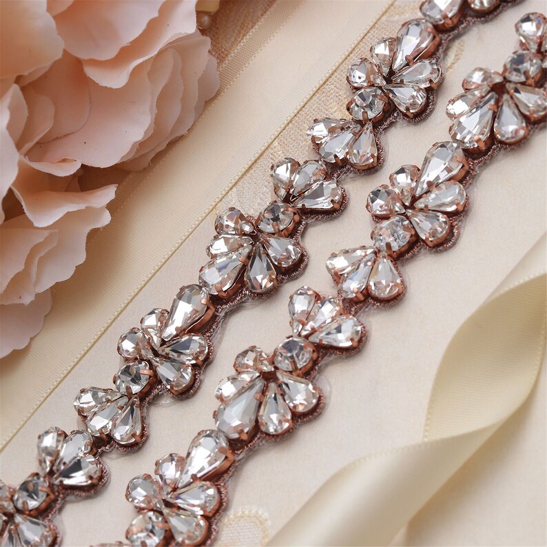 Sparkling Rhinestones Trimming Chain Crystal Diamante Applique | Etsy