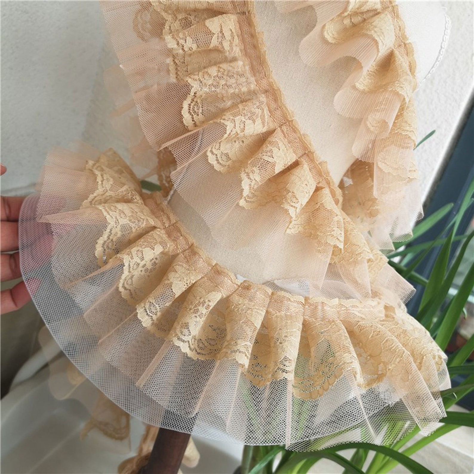 8cm Pleated Tulle Lace Trims Ruffled Mesh Trimmings for | Etsy