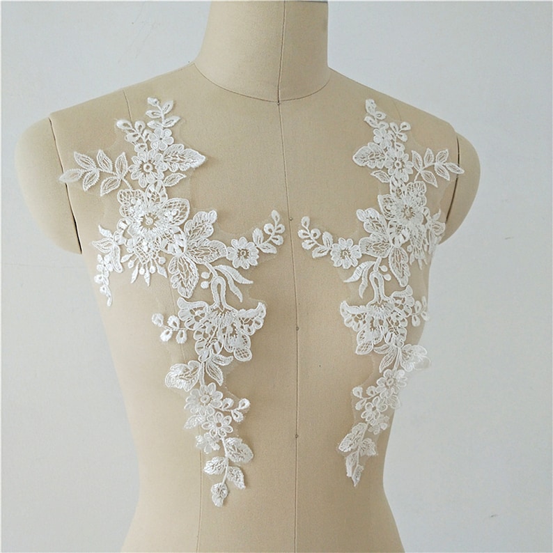Embroidery Lace Appliques Corded Lace Patch Sewing on Evening | Etsy