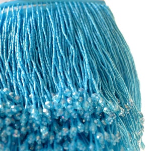 Blue Dangling Beaded Fringe Trim Drape Heavy Beads Trims for Haute ...