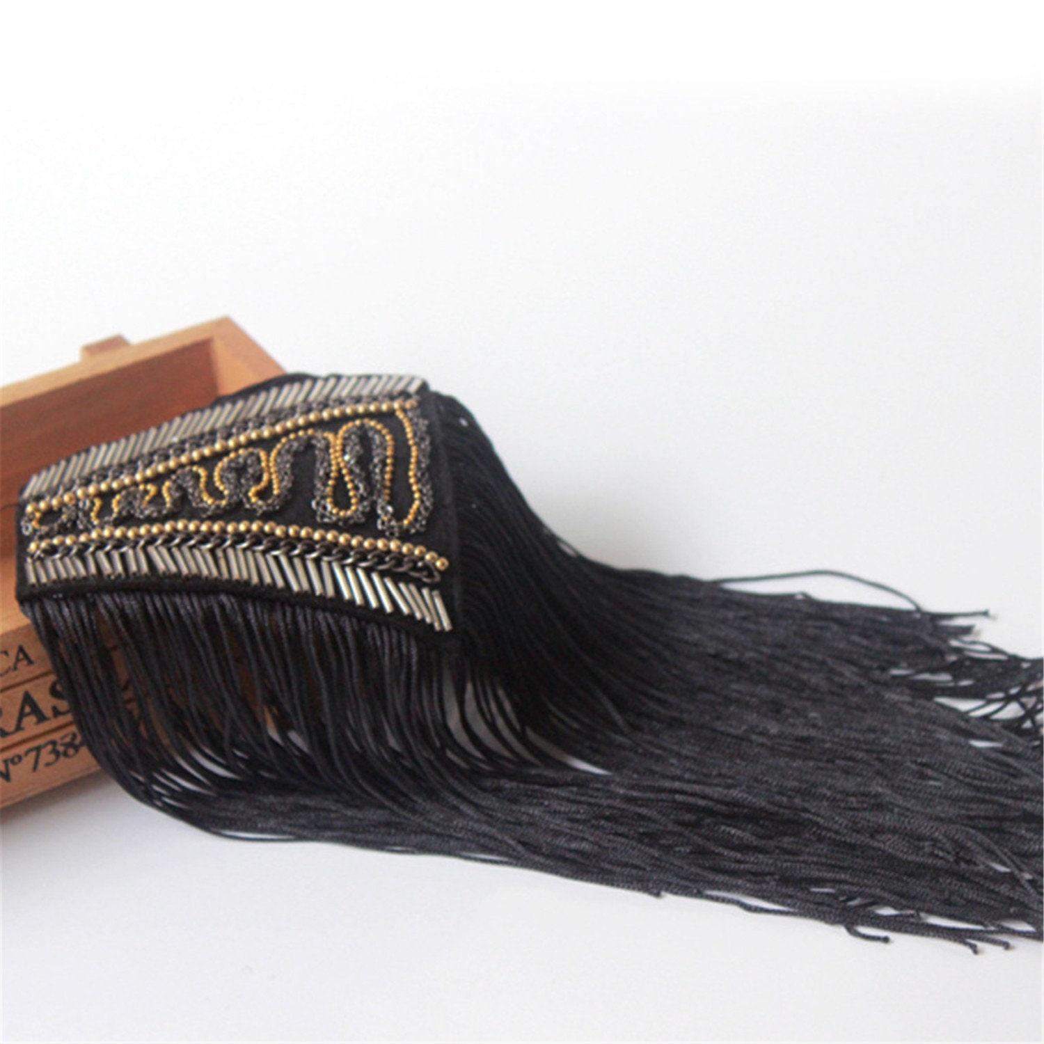 Black Shoulder Patches Tassel Chain Suit Crystal Epaulet - Etsy