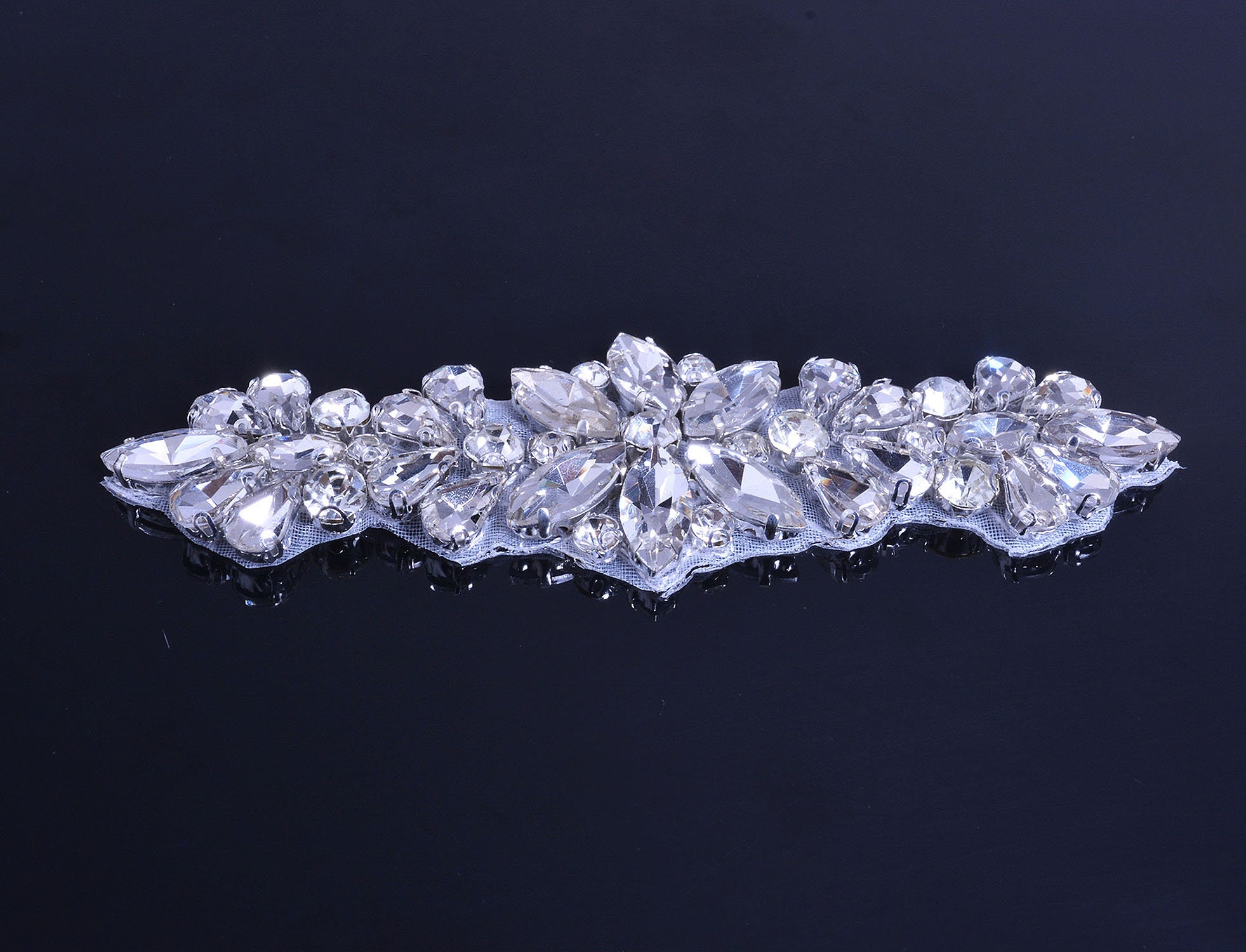 Silver Crystal Rhinestone Applique Diamante Appliques Sash - Etsy