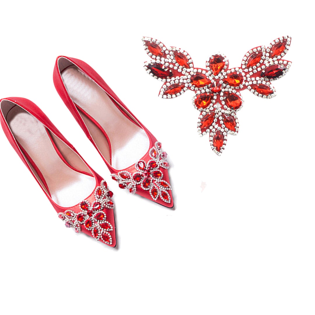 2 PCS Crystal Rhinestone Shoe Clips Applique Diamante Appliques Sash ...