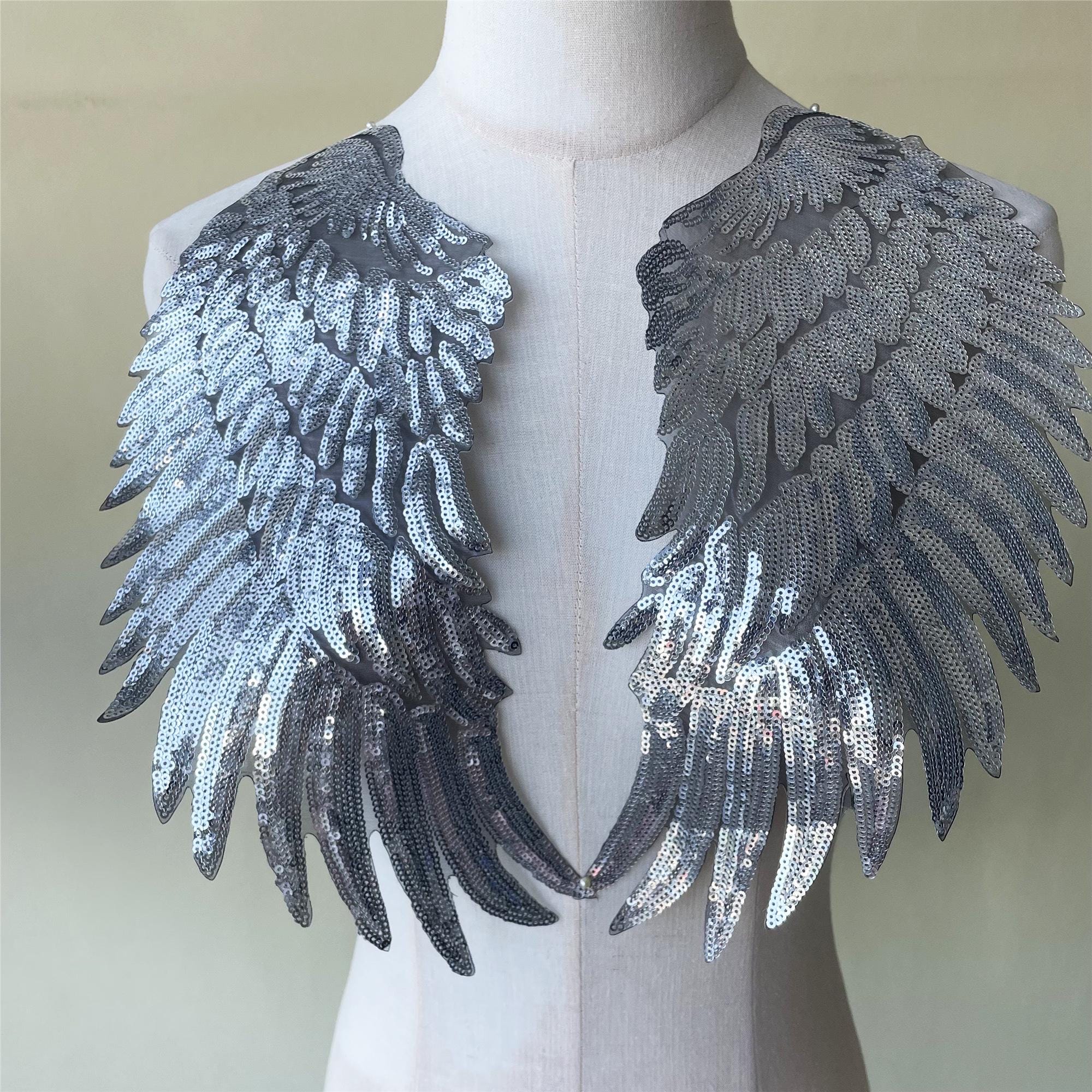Sequin Lace Appliques Angle Wing Lace Patch Sewing on Evening Wedding ...