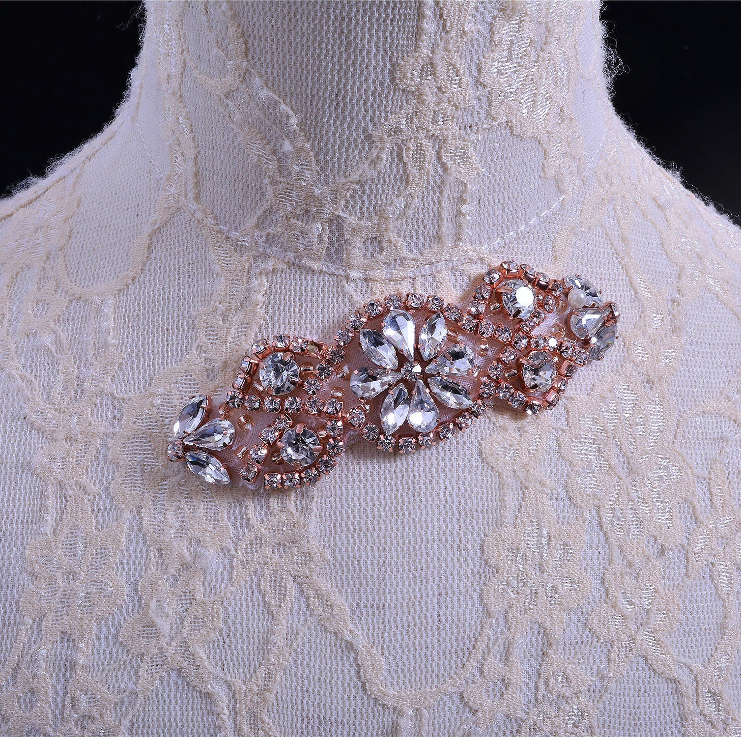 Rose Gold Crystal Rhinestone Applique Diamante Appliques Sash - Etsy
