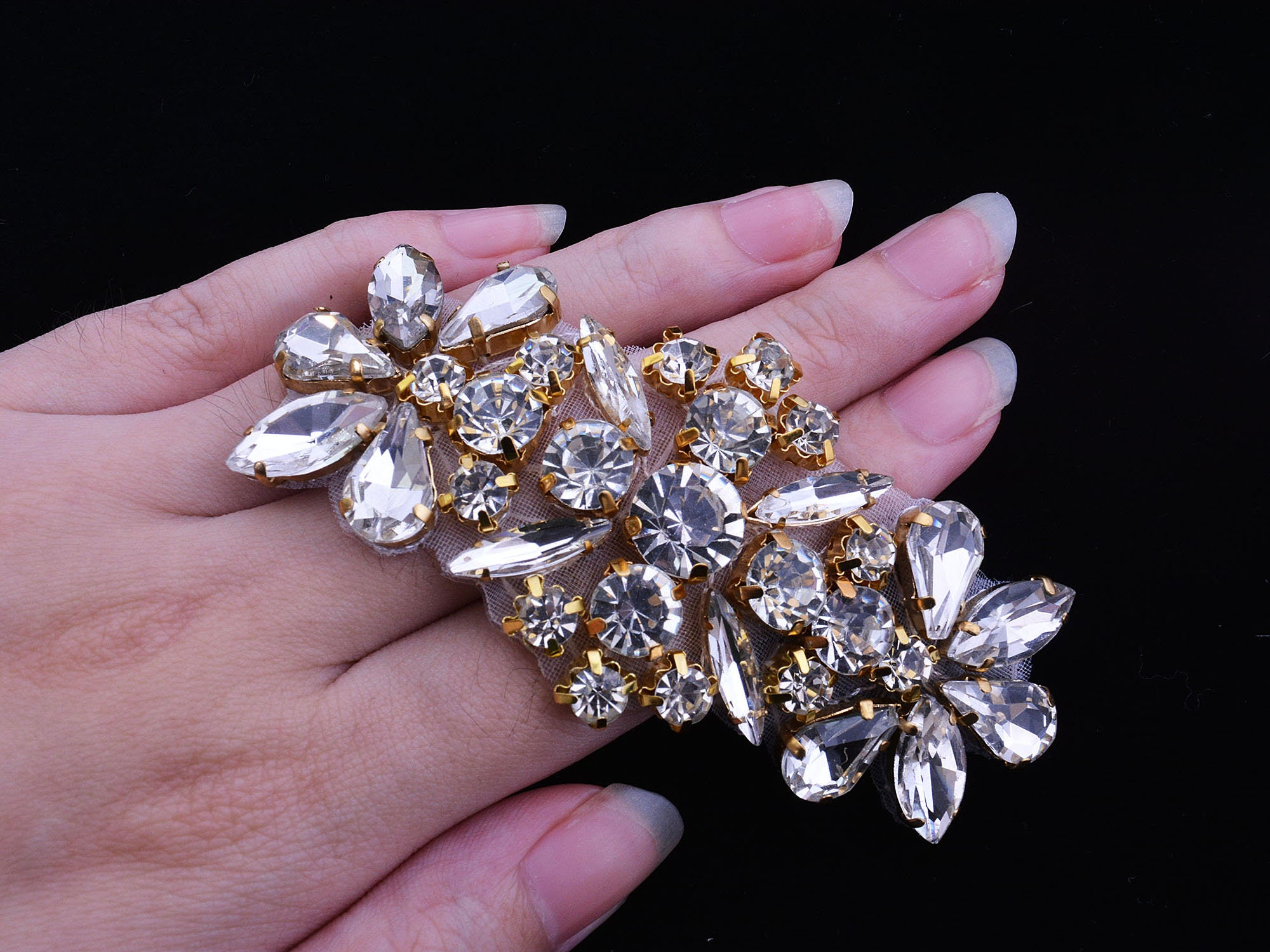 Rose Gold Crystal Rhinestone Applique Diamante Appliques Sash - Etsy