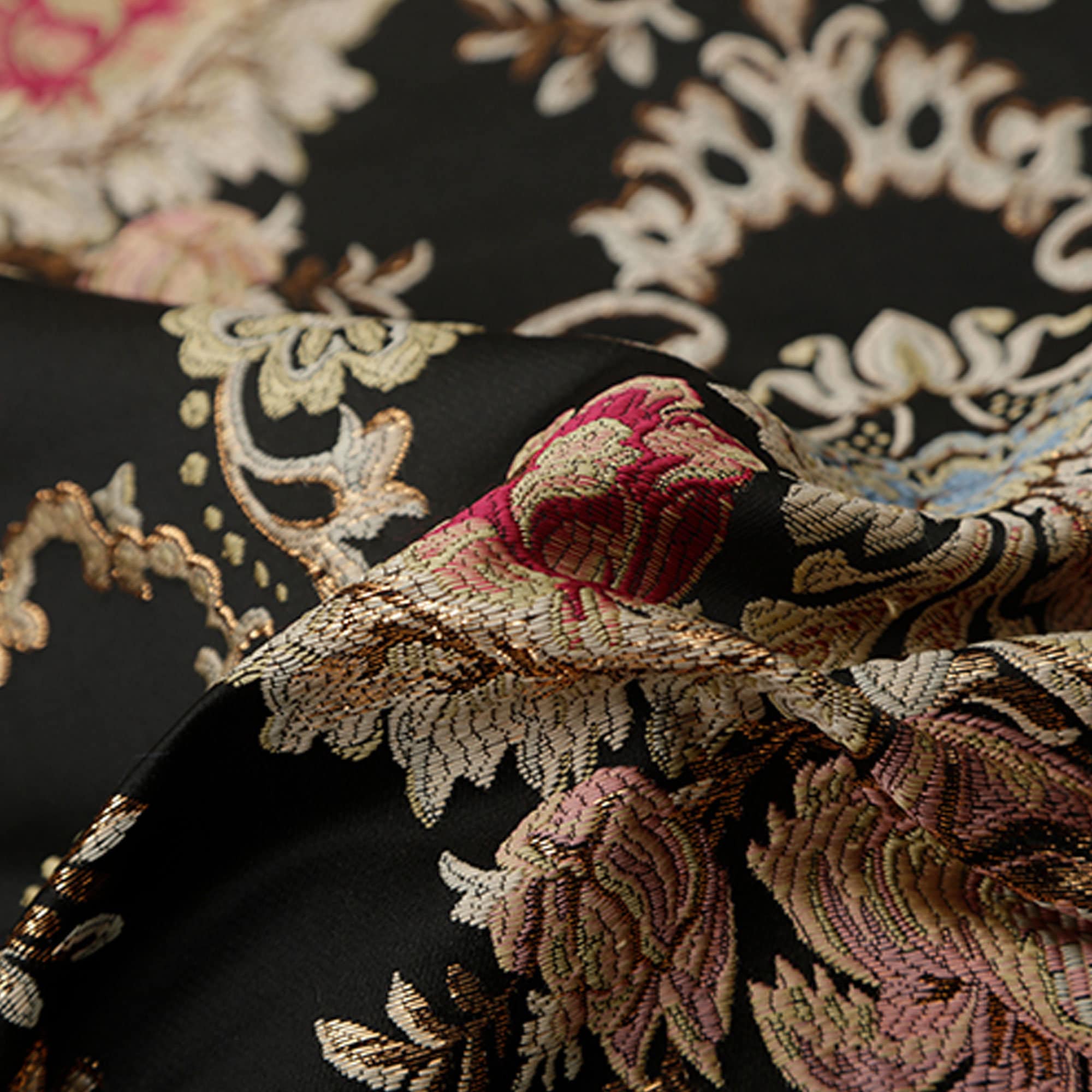 Black Floral Emboss Jacquard Fabric Polyeter Brocade Damask - Etsy ...