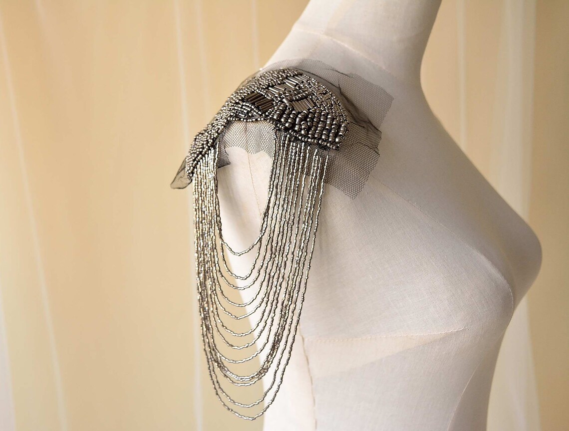 Shoulder Patches Tassel Chain Suit Crystal Epaulet Fringe - Etsy