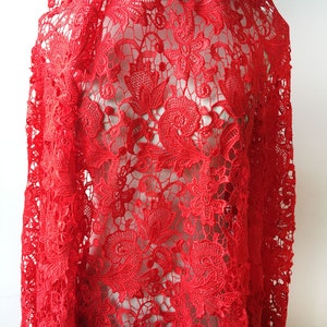 Red Guipure Lace Fabric Flower Embroidery Trimmings Materials DIY Dance ...