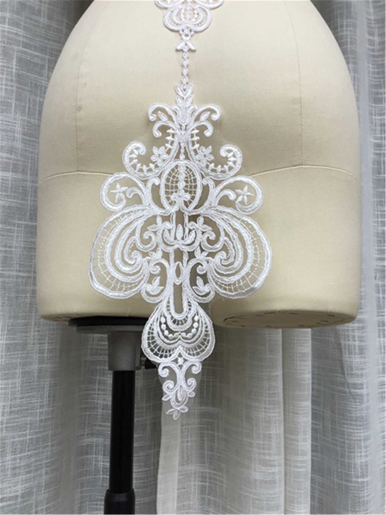 Large Embroidery Lace Applique Patch Back Bodice Lace Motif | Etsy