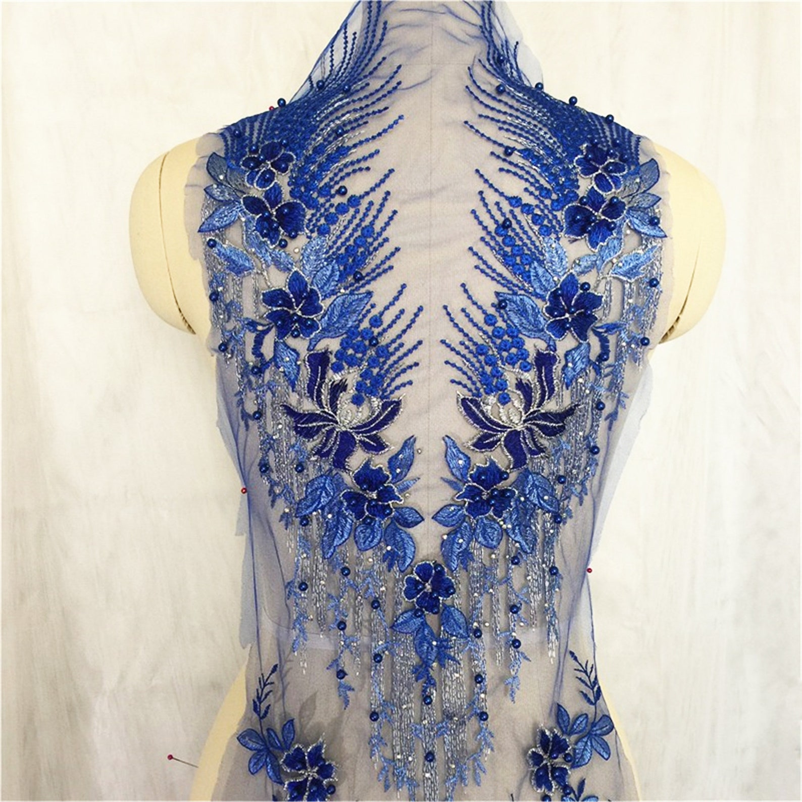 Oversize Bodice Floral Embroidered Lace Applique Heavy Beads - Etsy