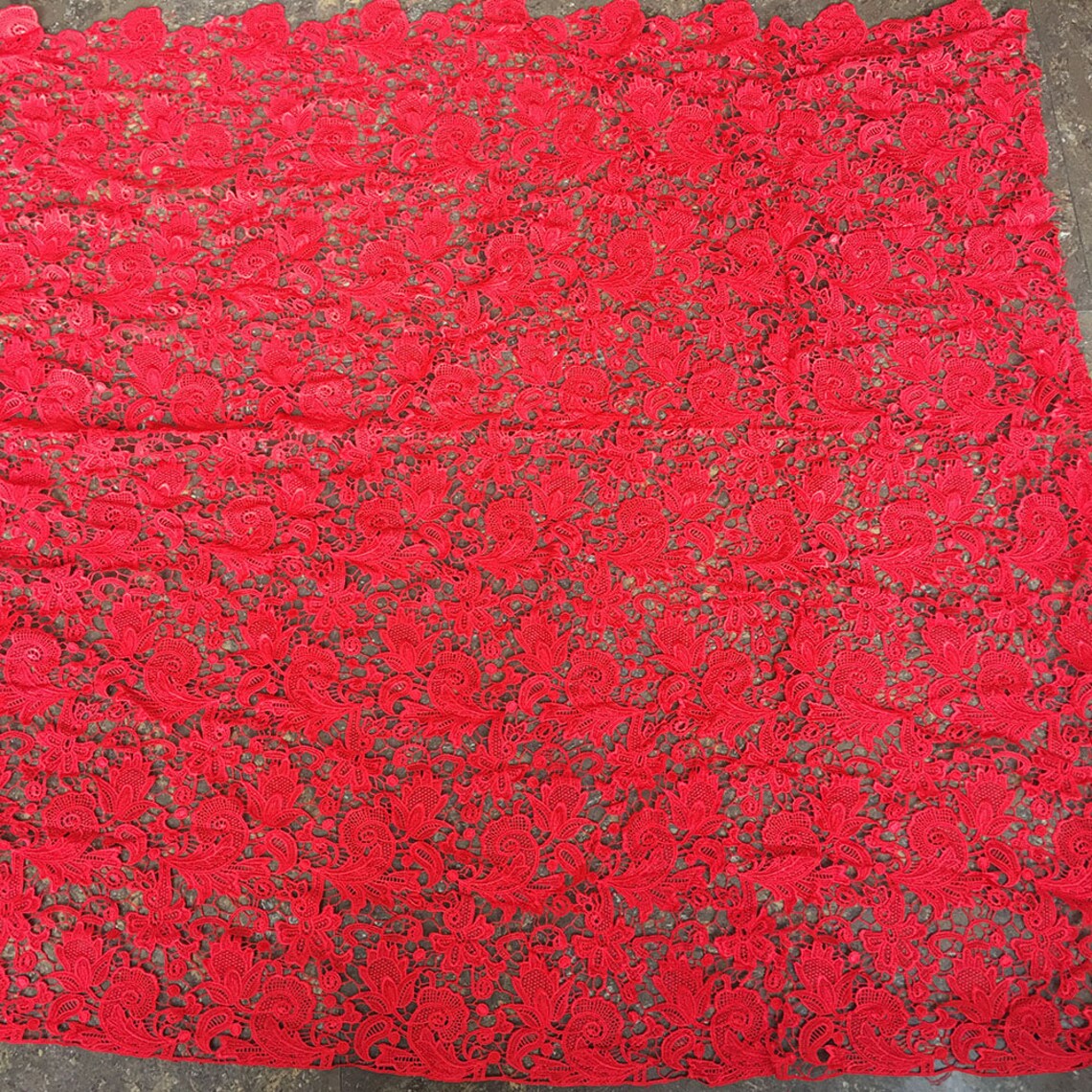 Red Guipure Lace Fabric Flower Embroidery Trimmings Materials | Etsy