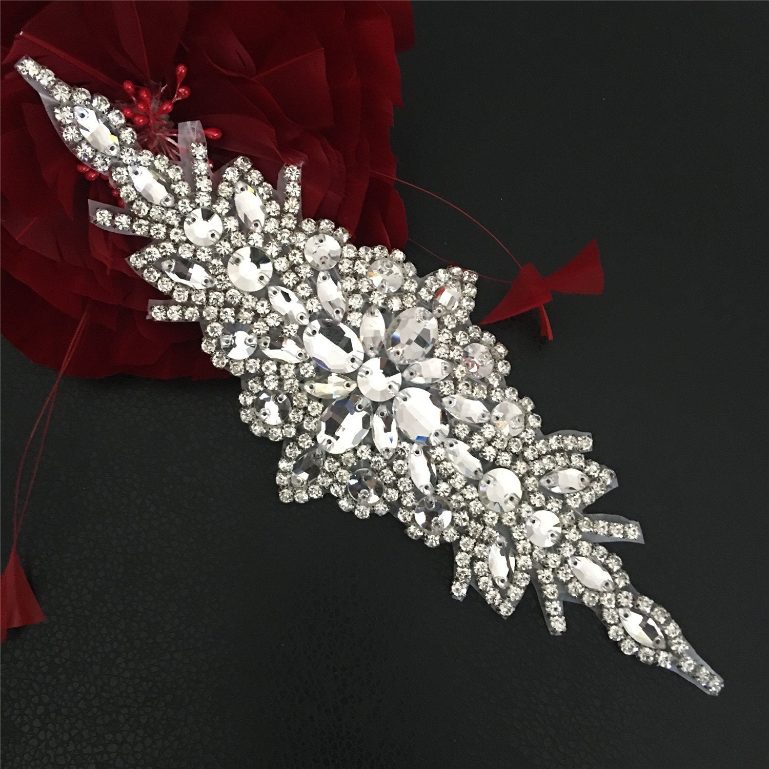 Exclusive Bridal Rhinestone Applique Diamante Appliques Sash - Etsy