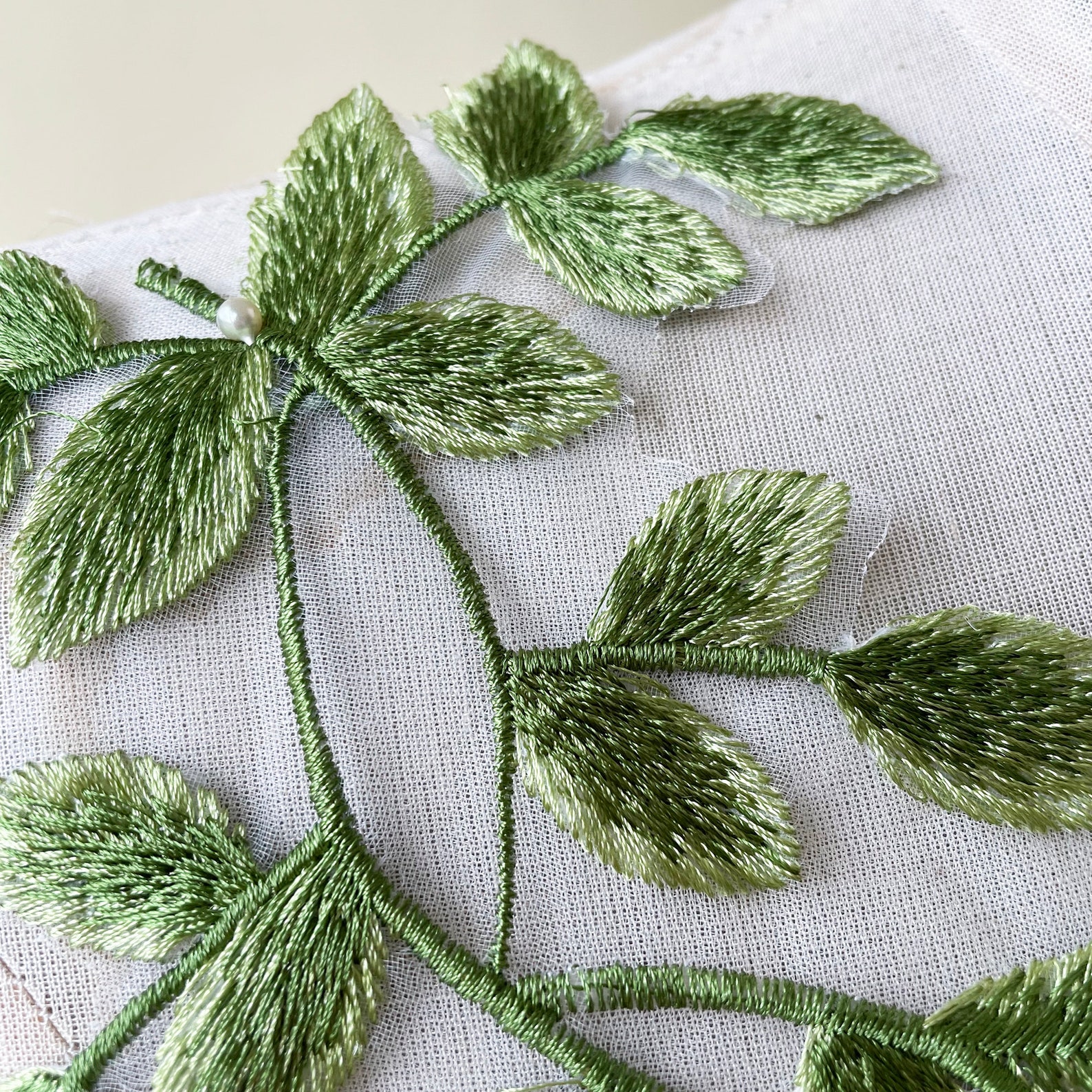 Green Vine Embroidery Lace Applique Motif Forest Leaves - Etsy