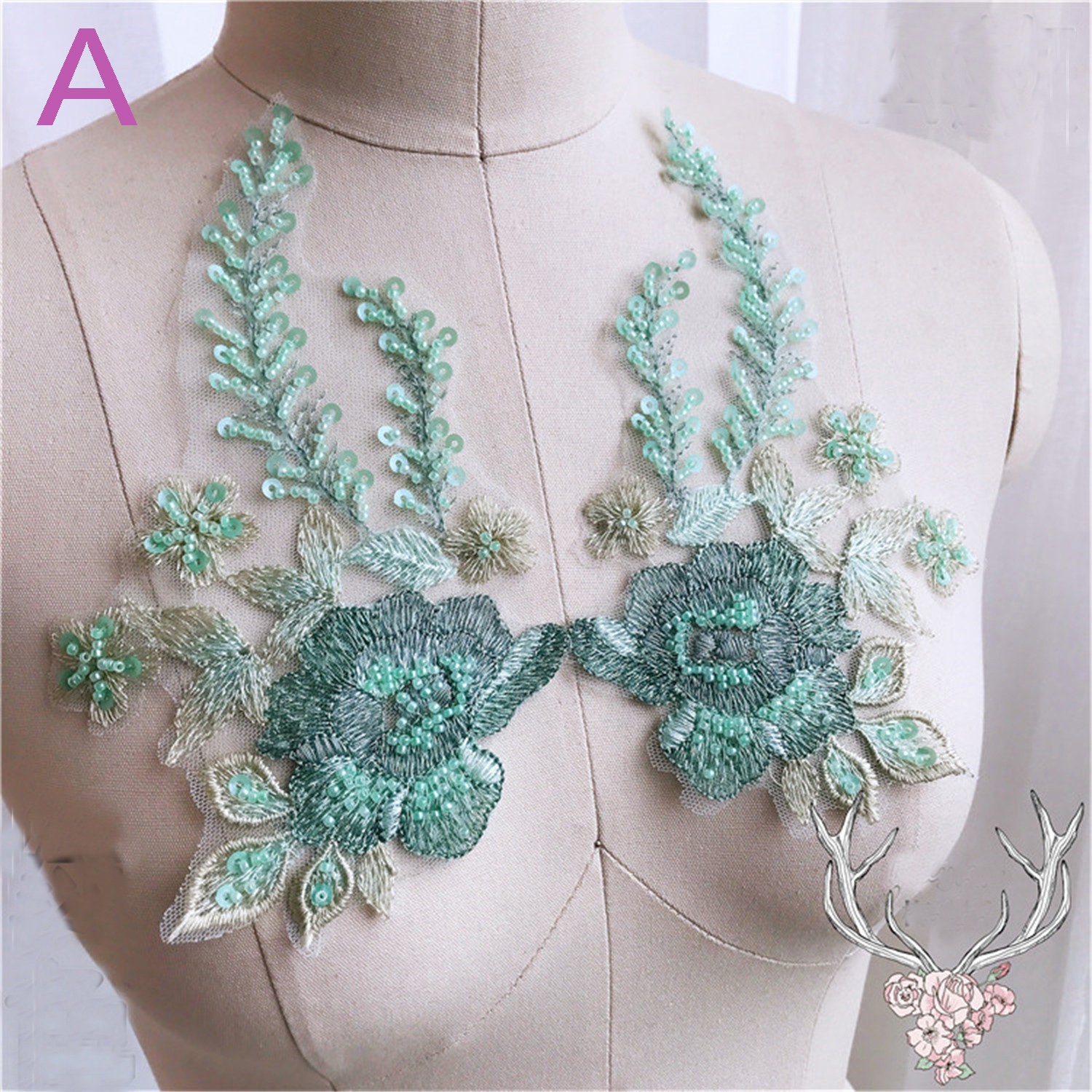 Embroidery Lace Applique Motif Floral Patches Appliques With - Etsy