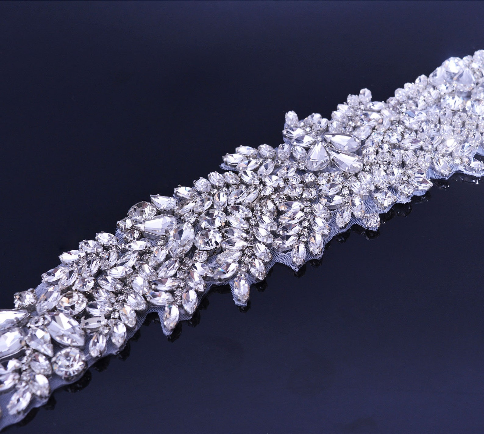 Bridal Crystal Rhinestone Applique Diamante Appliques Sash | Etsy