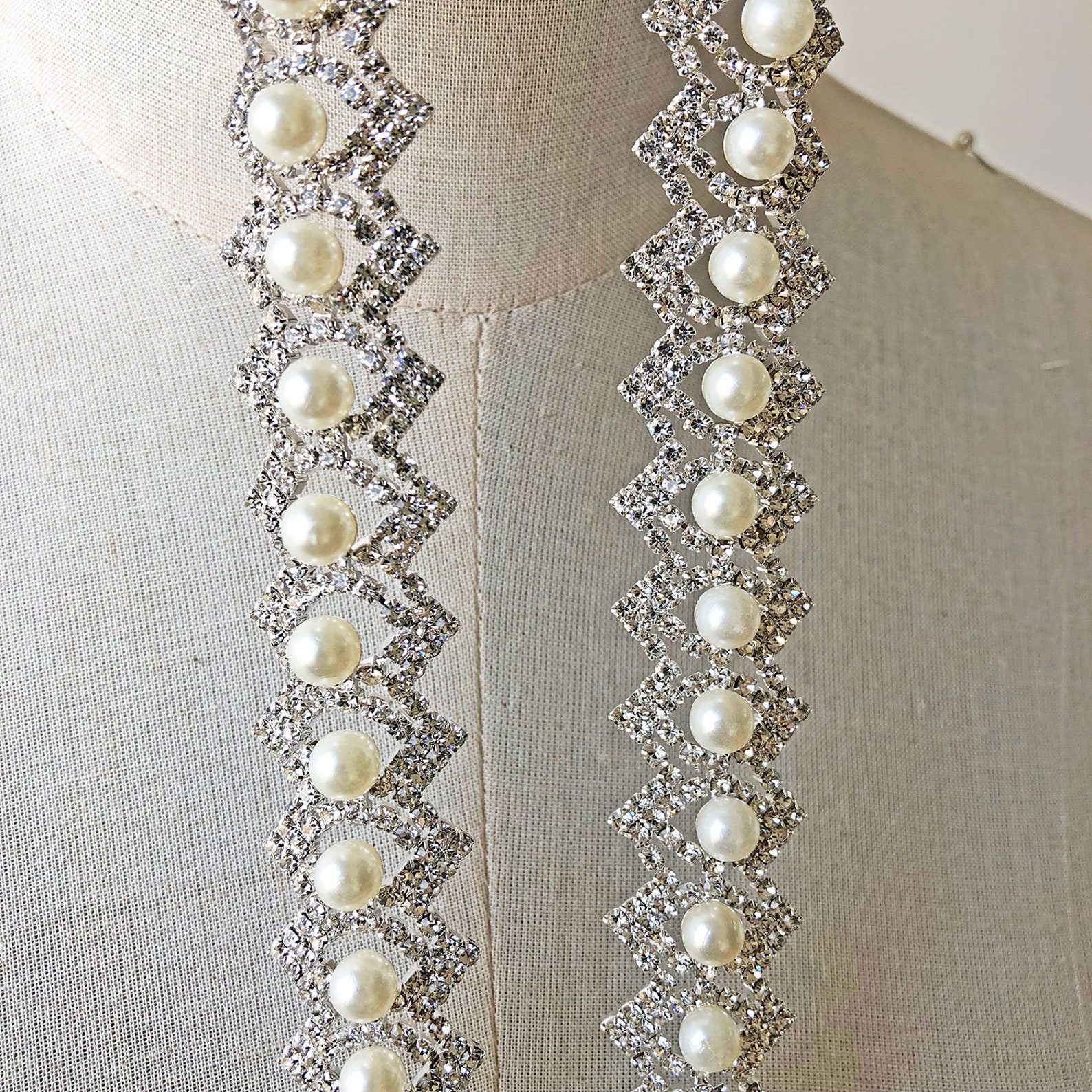 Wedding Rhinestones Trim Diamante Pearl Trims Appliques for - Etsy