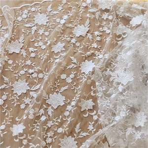 Floral Embroidery Lace Fabric Tulle Leaves Lace Fabrics Mesh DIY ...