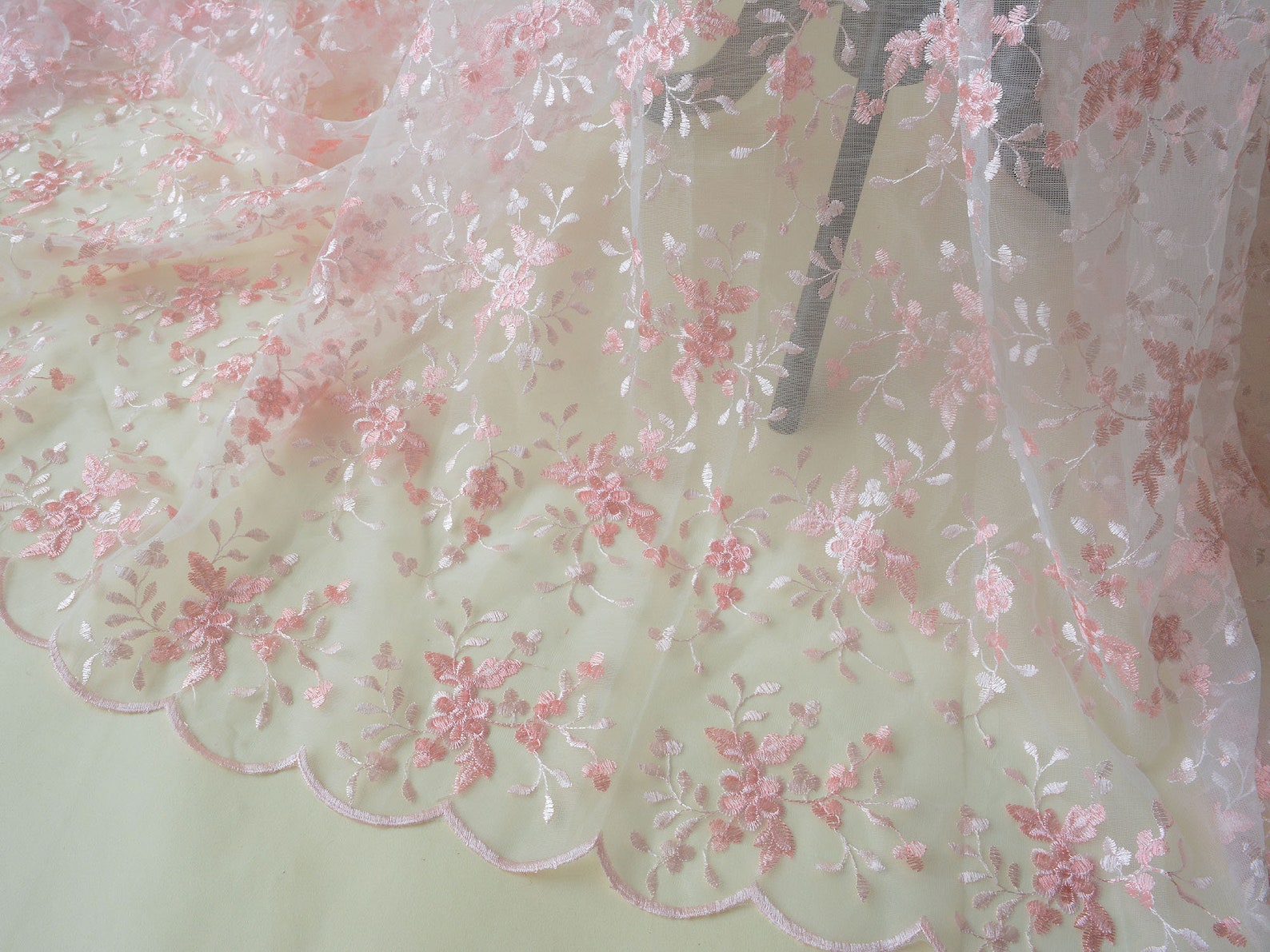 Pink Embroidery Lace Fabric Materials Lace Mesh Trims Gauze - Etsy