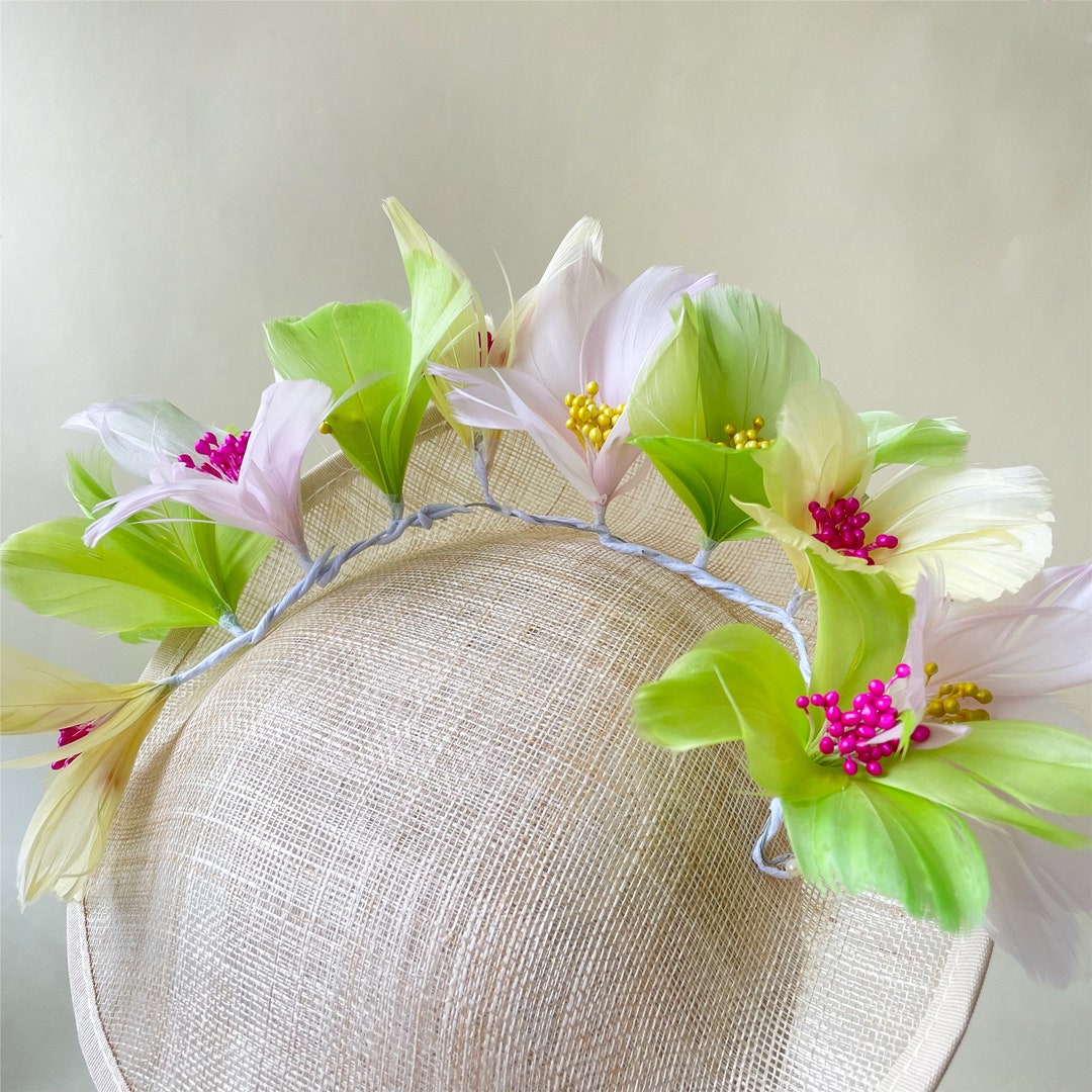Handmade Feather Flower Millinery Colorful Twisted Feather Flower ...