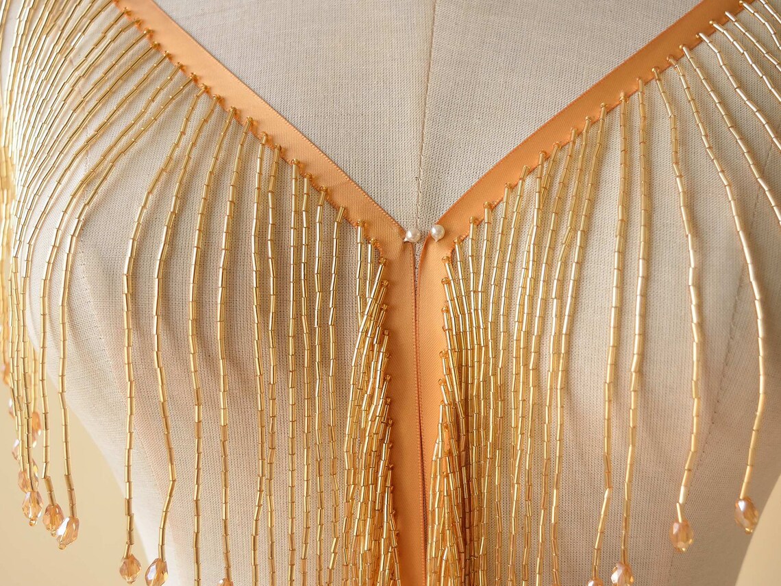 Dangling Beaded Fringe Trim Drape Heavy Beads Trims for Haute | Etsy