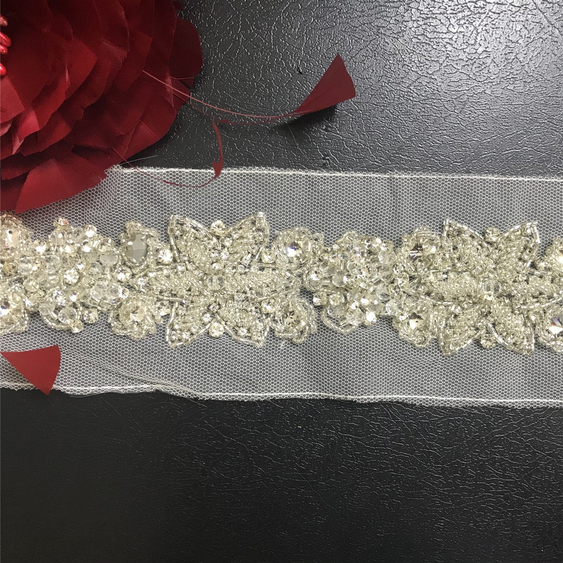 Shiny Rhinestone Applique Bridal Rhinestone Chain Trim | Etsy