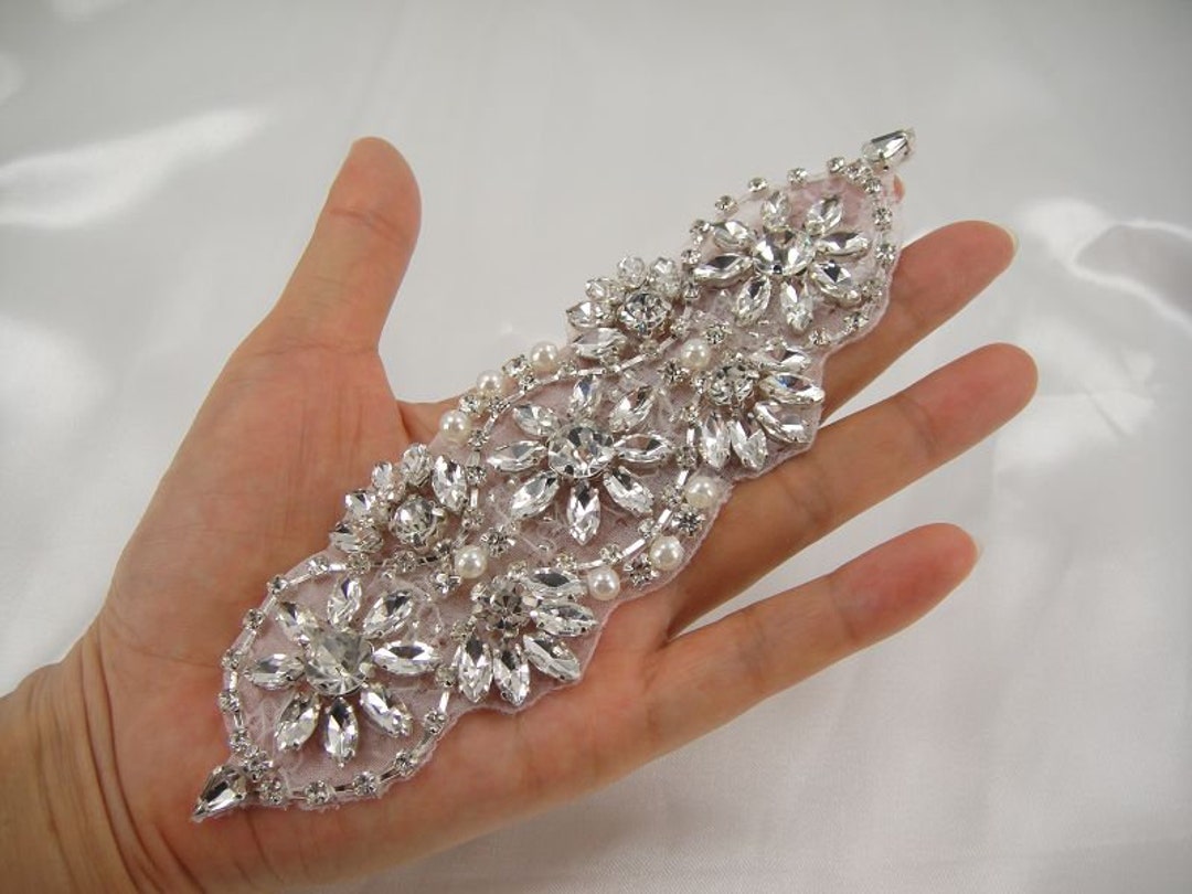 Rhinestone Applique Diamante Appliques Sweet Heart Bridal Sash Applique ...