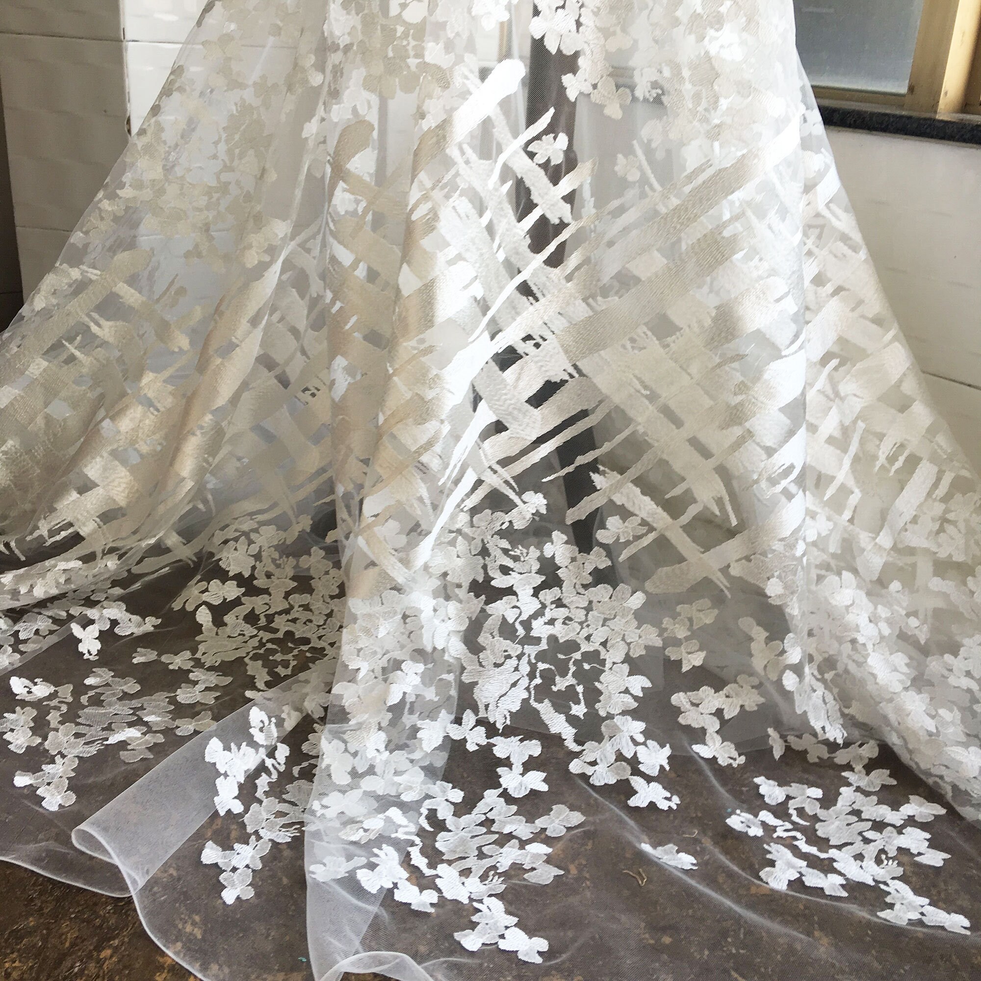 Exquisite Embroidery Floral Bridal Lace Fabric Materials Lace | Etsy