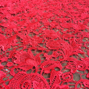Red Guipure Lace Fabric Flower Embroidery Trimmings Materials DIY Dance ...