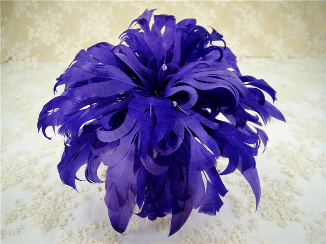 Purple Customized Feather Flower Bouquet Pearly Faux Flowers Mount ...