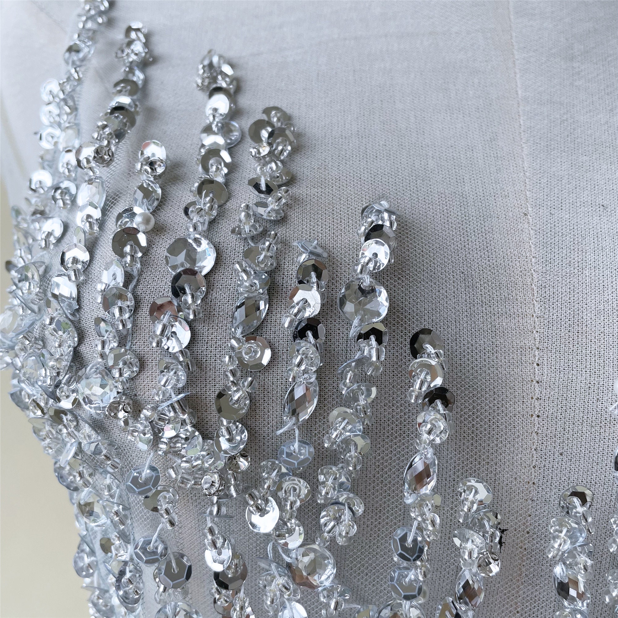 Sparkling Bodice Silver Rhinestone Applique Motif Heavy Beads - Etsy