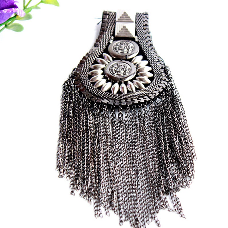 Shoulder Patches Tassel Chain Suit Crystal Epaulet Fringe - Etsy